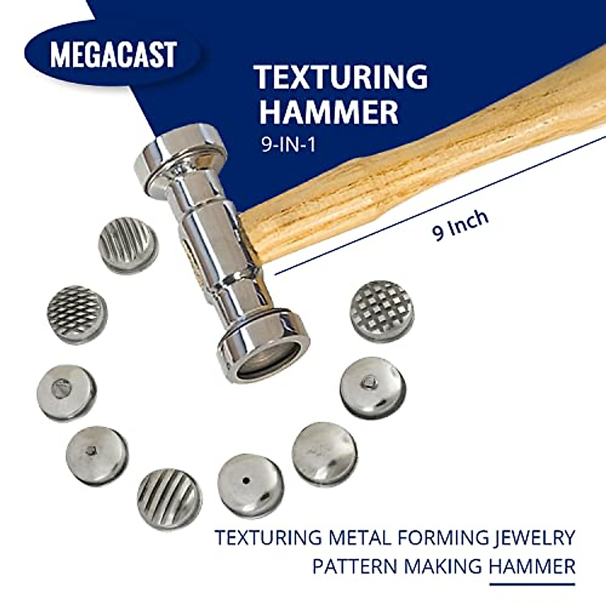 Texturing Hammer with 9 Interchangeable Faces