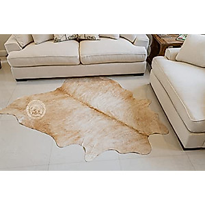 Genuine Exotic Beige Cowhide Rug Large 6 x 6-7 ft. 180 x 210 cm