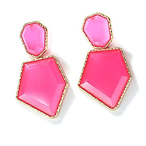 KELMALL Geometric Transparent Resin Statement Earrings for Women Exaggerated Vintage Irregular Drop Dangle Earrings