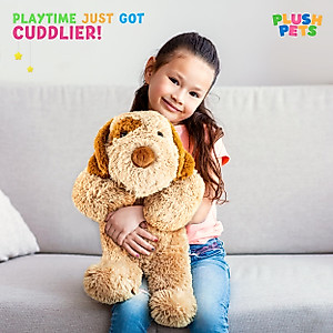 PlushPets Weighted Stuffed Animals - 24 inch 4 LBS - Large Weighted Dog Plush Animal - Cute Sensory Needs Toy - Comfort & Relaxation - Weighted Throw Pillow - Gift for Kids, Adults, Boys, Girls (Dog)