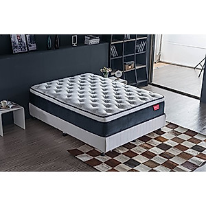 Jacia House King Mattress, 12 Inch Pillow-Top Pocket Spring Hybrid Mattress - Bed in a Bag - 100% Natural Latex Double Hybrid Firm Mattress King