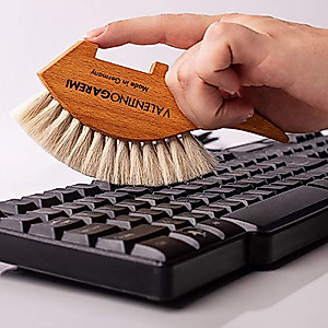 Valentino Garemi Dust Brush – Real Goat Hair – Hedgehog Shape Cleaning Office Desk Computer Keyboard Laptop Screen – Clean Remove Eliminate Lint Powder – Made in Germany