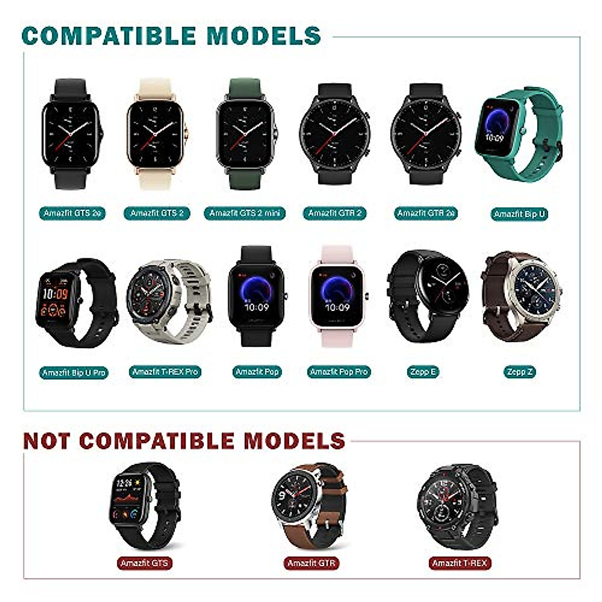 TUSITA Charger Compatible with Amazfit GTR 2, GTR 2e, GTS 2, GTS 2e, GTS2/GTS4 Mini, Pop Pro,Bip 3 Pro,Bip U, T-REX Pro(Not for T-REX), Zepp E Z (1M,2-Pack)