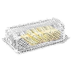 Large Deep Danish Crystal Covered Butter Dish Butter keeper Well Sealed to Keep Butter Soft Beautiful Decorative Design and Antique Look 7" x 3.75" x 2.75"
