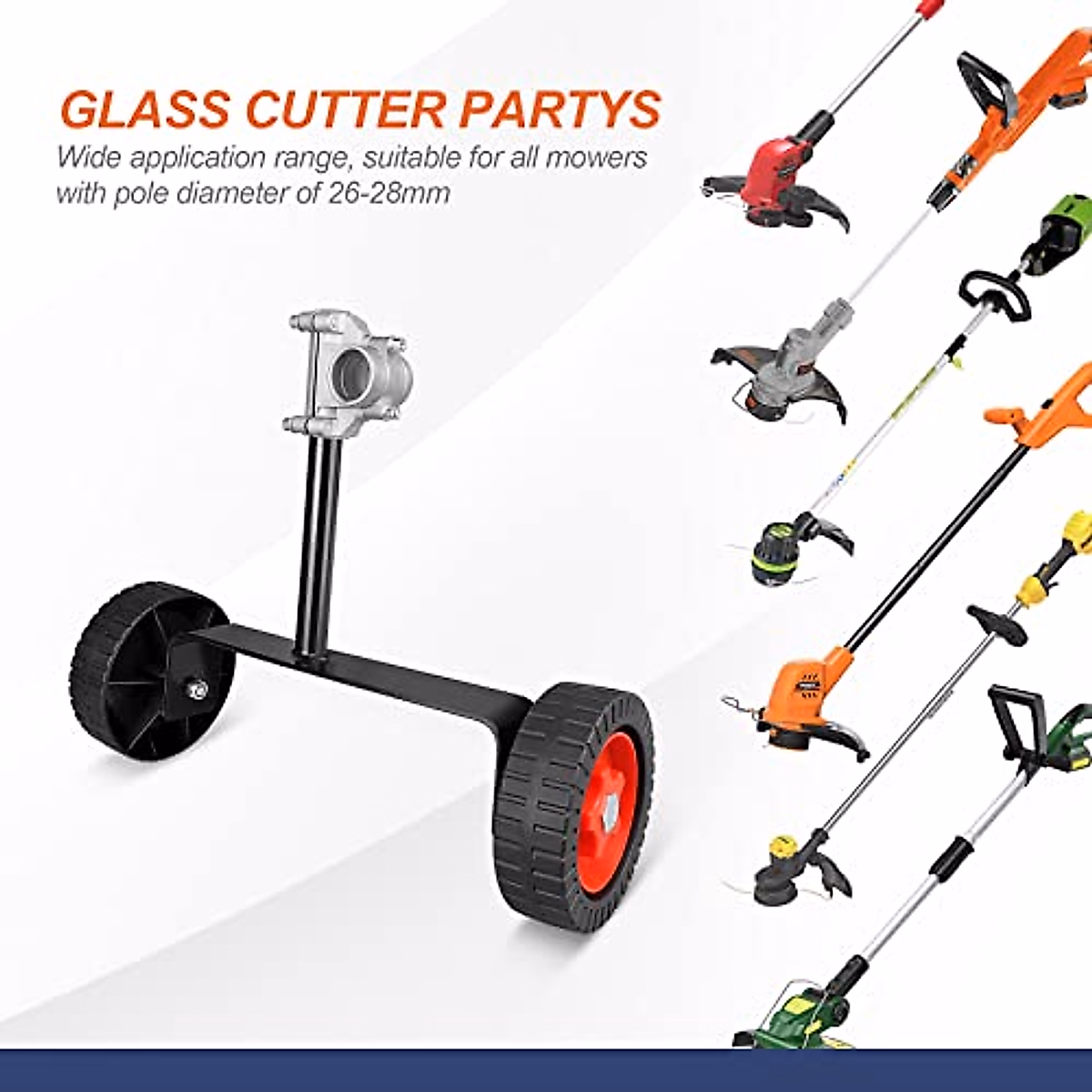 KALAWW Adjustable String Trimmer Support Wheel Attachment 26mm(1 inch) and 28mm(1.1 inch) for Weed Trimmer Gas String Trimmer Petrol/Electric Brushcutter Strimmer