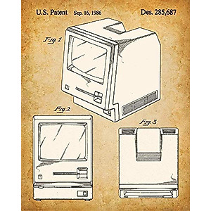 Original Steve Jobs Computer Patent Art Prints - Set of Four Photos (8x10) Unframed - Makes a Great Home or Office Decor and Gift Under $20 for Computer Geeks/Gurus and Tech Support