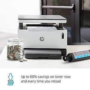 HP Neverstop Laser MFP 1202w Wireless Monochrome All-in-One Printer with cartridge-free toner tank, comes with up to 5,000 pages of toner in the box (5HG92A)
