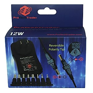 3vdc -12 volt Universal AC/DC Power Adapter USB Port | 8 Reversible Polarity Positive or Negative Tips Center Tip 3v 4.5v 5v 6v 7.5v 9v 12v 1a 12w Transformer 5.5mm 2.5mm 2.1mm 3.5mm 4.0mm 5.0mm 1.7mm