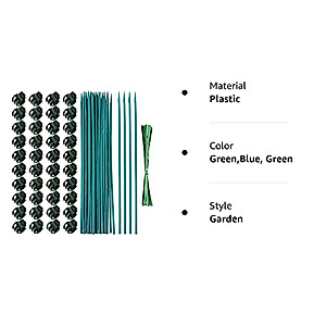 Jetec 40 Pieces Orchid Clips Plastic Garden Plant Clips with 20 Pieces Plant Support Stakes, 20 Pieces Metallic Twist Ties for Supporting Stems Vines Stalks Grow Upright (30 cm)