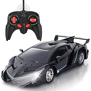 SRVOOZ Remote Control Car, Rc Car 1:16 Scale 8-10 MPH High Speed Super Vehicle, Electric Sport Racing Hobby Toy Car with Cool Lights, Shock Absorber and Crashworthy, Xmas Birthday Toy Gifts for Kids