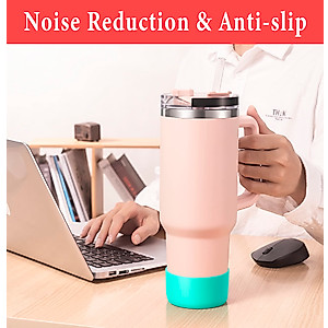 KTKUDY 2Pcs Silicone Boot for Stanley Quencher Tumbler H2.0 30 oz 40 oz & IceFlow 20 oz 30 oz & intended for Hydro Flask Water Bottle 12-24 oz - Protective Cup Bottom Accessories Fits Stanley Cup