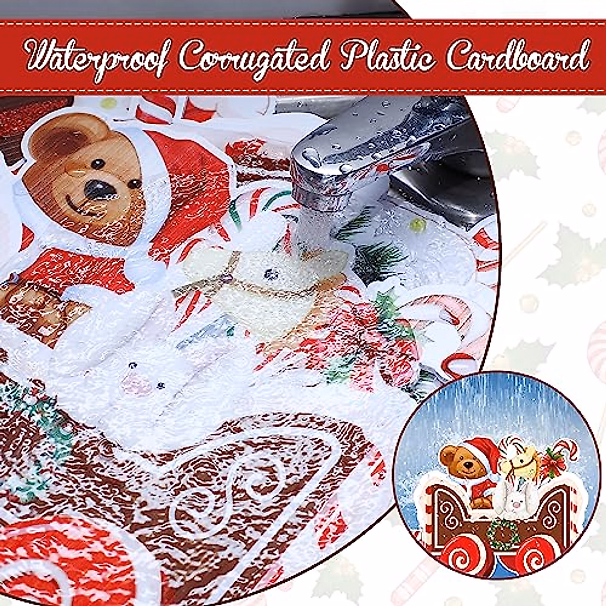 4 Pieces Christmas Decorations Outdoor Yard Train Lawn Sign Gingerbread Santa Snowman Heart Yard Sign with 8 Yard Stakes for Outdoor Christmas Decorations (Warm Style)