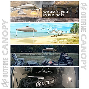 OUTFINE Pop-up Canopy 10x10 Patio Tent Instant Gazebo Canopy with Wheeled Bag,Canopy Sandbags x4,Tent Stakesx8 (khaki, 10 * 10FT)