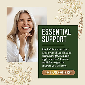 Black Cohosh Gummies for Menopause Relief, Hot Flashes & Night Sweats | 50mg Black Cohosh Root for Women | Gluten-Free, Vegetarian, Non-GMO | Hormone Balance Support | Yummy Peach Flavor | 60 Gummies