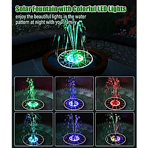 SZMP Solar Fountain Upgraded 100% Glass Panel, 3.5W Floating Solar Powered Water Pump Built-in 2000 Battery with 7 Nozzle & 4 Fixer, Solar Bird Bath Fountain for Garden, Pond, Pool, Outdoor (Colorful)