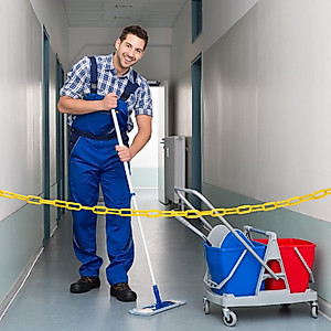 Vicenpal 200ft Plastic Barrier Chain Yellow Plastic Chain Links Weatherproof Safety Link Crowd Control Barriers Garden Fence Decoration (1 Piece)