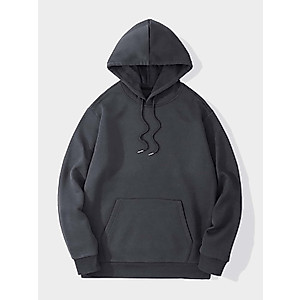 SOLY HUX Letter Hoodies for Men Casual Slogan Graphic Long Sleeve Streetwear Pullover Sweatshirt with Pocket Dark Grey XL