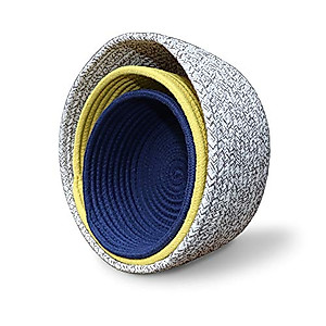 cssdesign Set of 3 Mini Woven tton Rope Nursery Baskets,100 tton Rope Woven orage Boxes,ackable Multipurpose Organizer Bins for Toys, Diapers, Crafts,Key,Porch, Sundries,Baby’s Montessori WorkToys,