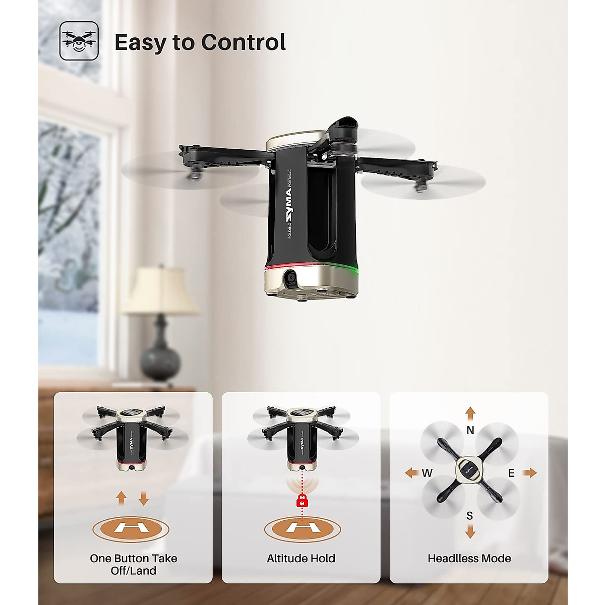 Mini Drone with Camera for Kids Adults, Syma 1080P FPV Camera Drone Foldable Quadcopter with Altitude Hold, Headless Mode, One Key Start, 24 mins Flight Time, Gifts for Boys Girls
