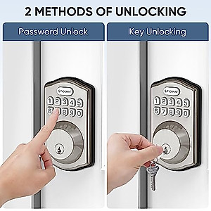 TICONN Keyless Entry Door Lock Deadbolt with Keypad, Smart Locks for Front Door with Passcode, Traditional Style Door Lock Security with Auto Lock and Spare Keys (Satin Nickel)