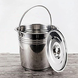 DOITOOL Garden Planters Stainless Steel Trash Can Small Recycle Trash Can Wastebasket Garbage Container Bin Milk Bucket with Handle Lid for Bathroom Kitchen Home Office Ice Bucket Pails