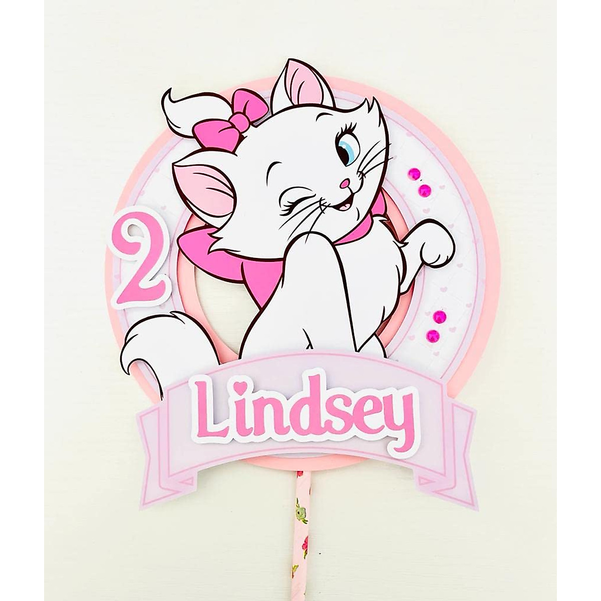 Personalized Marie the cat Themed Cake Topper