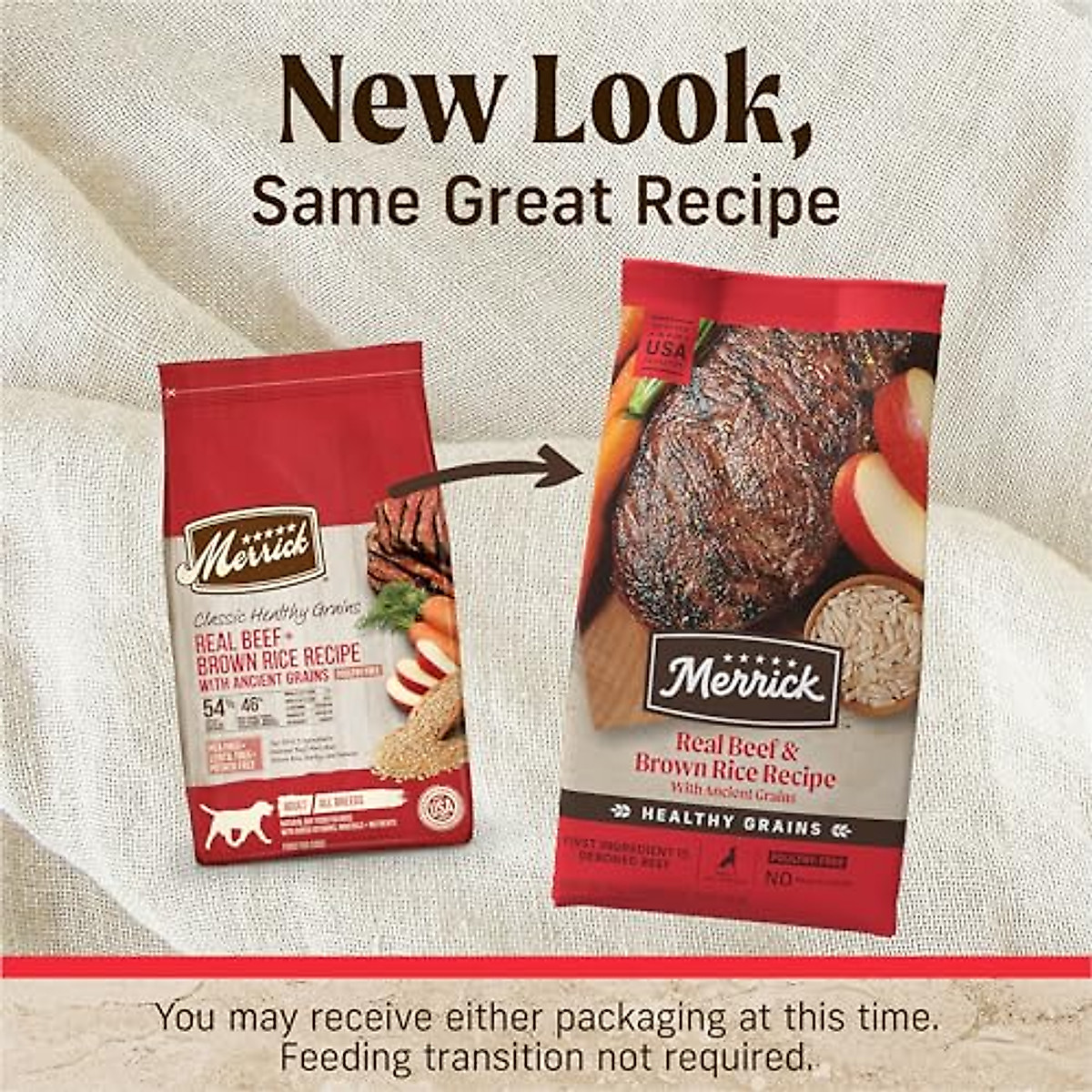 Merrick Healthy Grains Premium Adult Dry Dog Food, Wholesome And Natural Kibble With Beef And Brown Rice - 25.0 lb. Bag