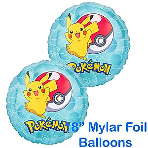 Anagram Pikachu Foil Balloon Bouquet Set | Intended for Pokemon Pokeball Theme | Party Accesory | Multicolor | 5th Birthday, (AN-29460,AN-36332)