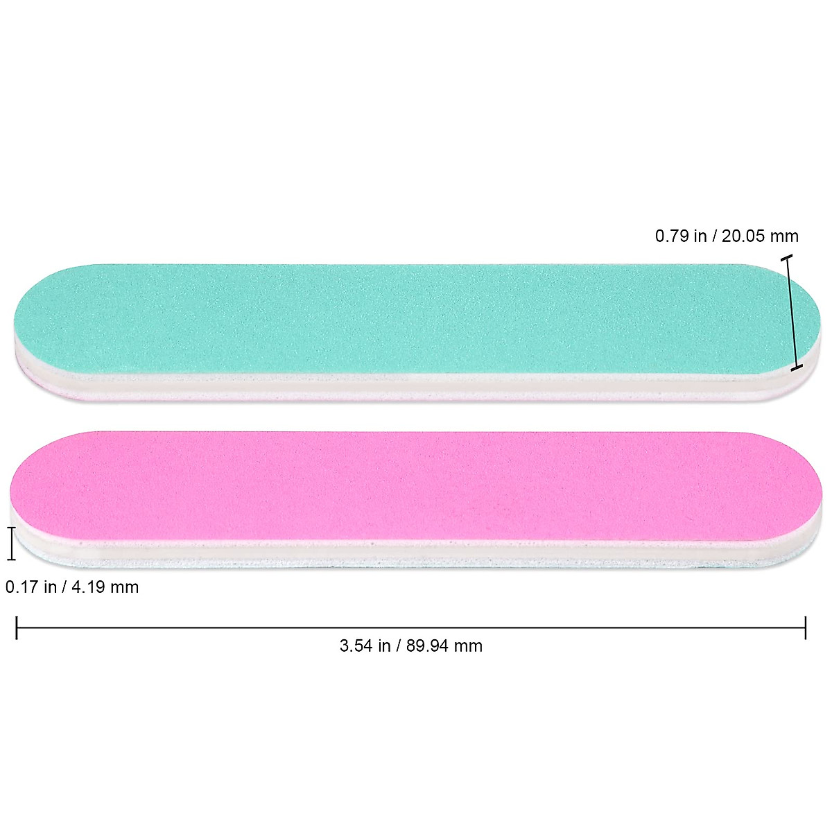 25PCS Mini Size PANA Professional Double Sided Nail Files - Pink&Teal, 180/180 Grit - Emery Board Nail Buffering File Manicure Pedicure Nail Polisher Washable