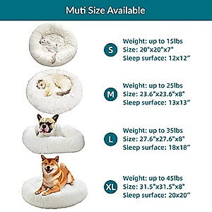 Gavenia Cat Beds for Indoor Cats,20’’x20’’ Washable Donut Cat and Dog Bed,Soft Plush Pet Cushion,Waterproof Bottom Fluffy Dog and Cat Calming and Self-Warming Bed for Sleep Improvement,White