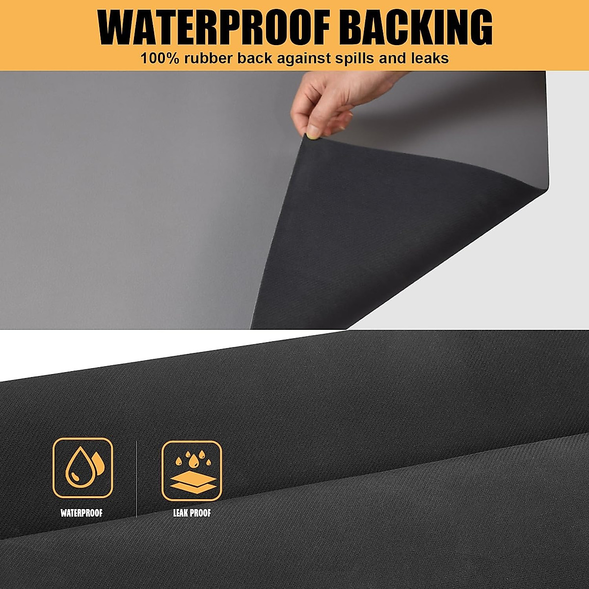 Under Sink Mat for Kitchen Super Absorbent, Quick Dry Kitchen Bathroom Cabinet Mat, 34" X 22" Or Smaller Cut to Fit Under Sink Drip Tray, Under Sink Liner Easy to Clean- Light Grey