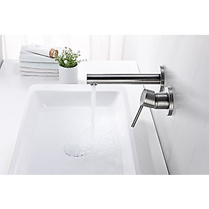 Sumerain Wall Mount Bathroom Faucet Brushed Nickel,Valve Included