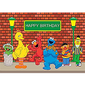 MC 5x3ft Sesame Street Brick Wall Photography Backdrops Birthday Party Decoration Photo Booth Background Baby Shower Studio Props Vinyl