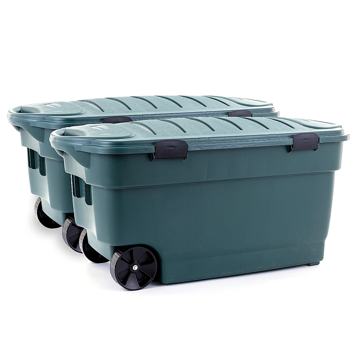 Rubbermaid ECOSense Wheeled Storage Totes, 40 Gal Pack of 2 & ActionPacker 35 Gal Wheeled Lockable Storage Bin with Lid, Heavy-Duty Water Repellent Industrial Container