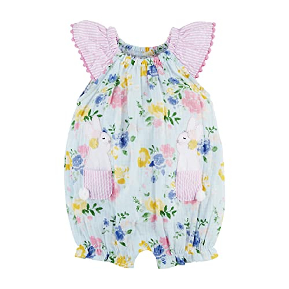 Mud Pie Baby Girls Floral Bunny Bubble, Floral, 12-18 Months US