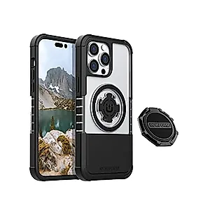 Rokform - iPhone 14 Pro Max MagSafe Compatible Crystal Case + Twist Lock Sport Ring Stand & Grip (RokLock Series)