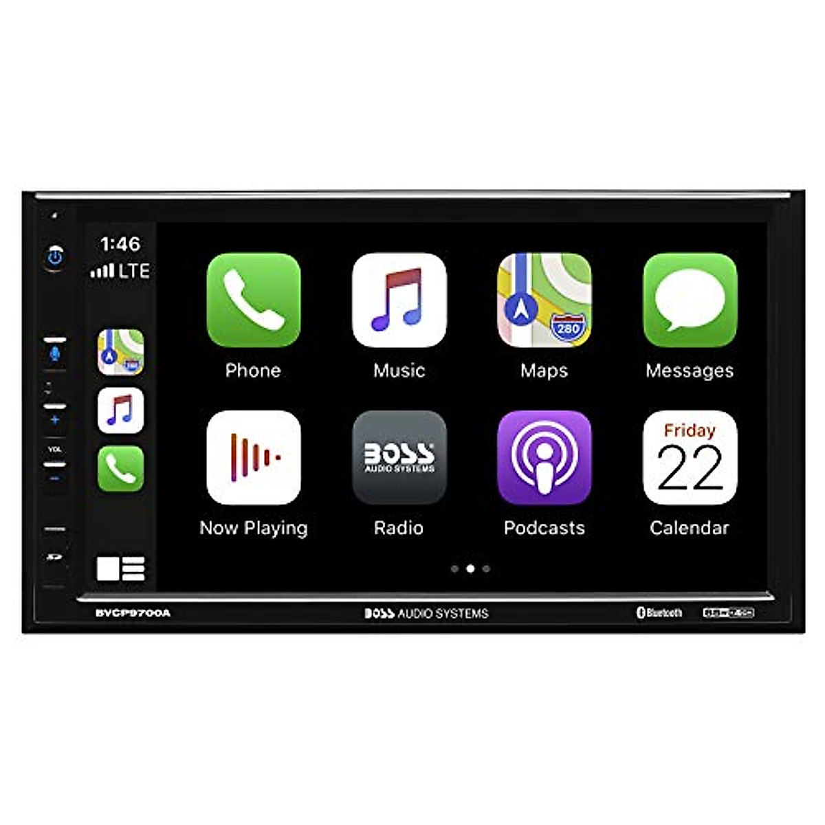 BOSS Audio Systems BVCP9700A Car Audio Stereo System - Apple CarPlay, Android Auto, 7 Inch Double Din, Touchscreen, Bluetooth Audio and Calling Head Unit, Radio Receiver, No CD Player, for Amplifier