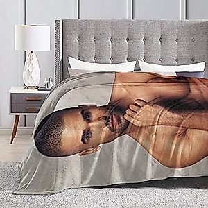 Shemar Moore Soft and Comfortable Warm Fleece Blanket for Sofa,Office Bed car Camp Couch Cozy Plush Throw Blankets Beach Blankets … (Black, 60"x50")
