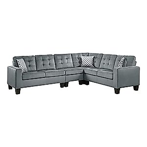 Lexicon Leighton Fabric Reversible Sectional Sofa, Gray