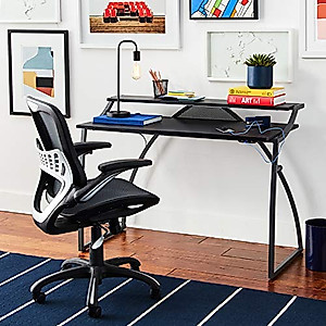 OSP Home Furnishings Alpha Battlestation Gaming Desk, Black