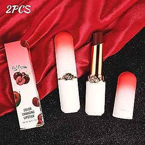 BINGBRUSH 2Pcs Color Changing Lipstick Queen,Long Lasting Lip Care Moisturizer Lip Balm Magic Lip Gloss Lip Tint Stain Glossly Makeup Lipstick Set for Women