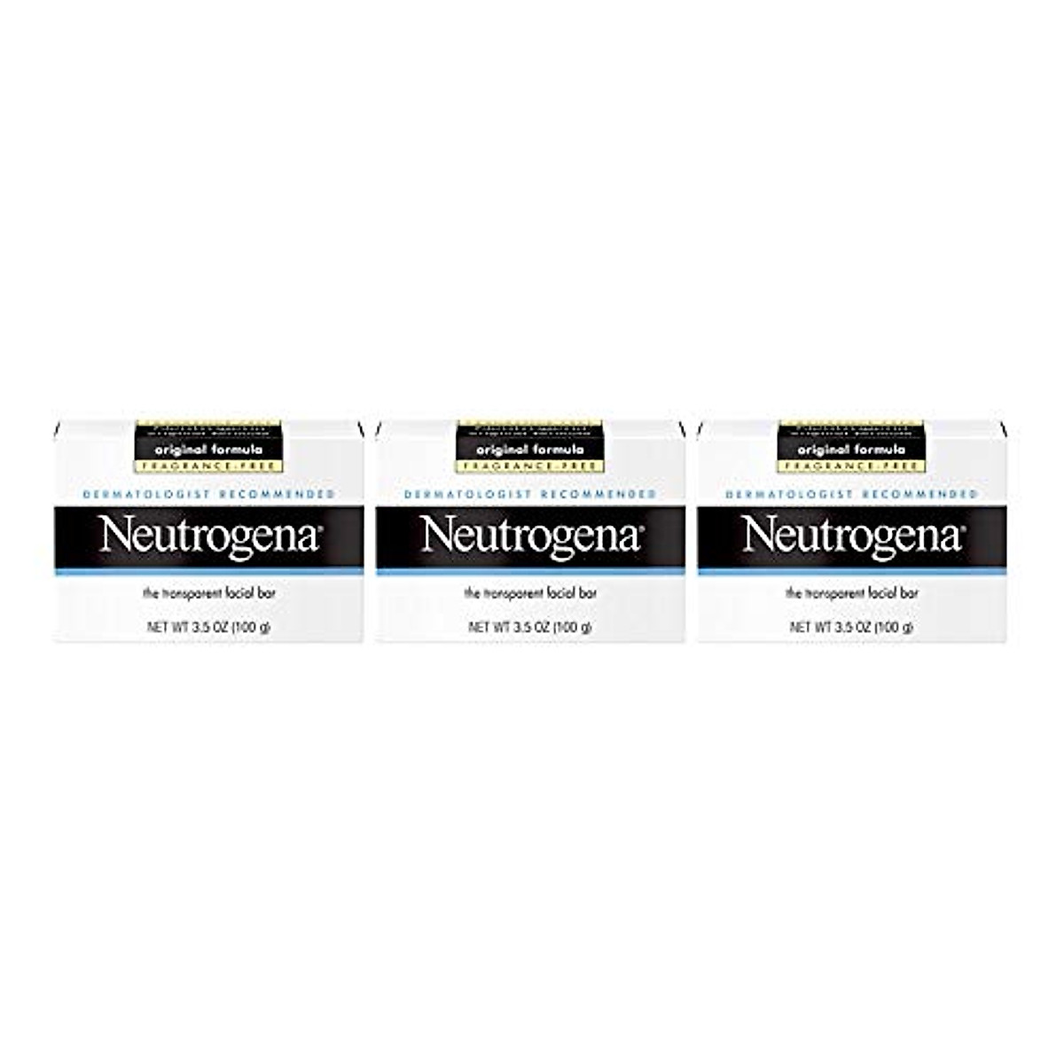 Neutrogena Original Amber Bar Fragrance-Free Facial Cleansing Bar with Glycerin, Pure & Transparent Gentle Face Wash Bar Soap, Free of Harsh Detergents, & Dyes, Hypoallergenic, 3.5 Oz