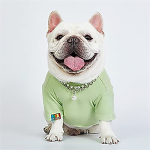 Cute Dog Sweatshirt Heart-Shaped T-Shirt Soft Solid Color Turtleneck Clothes Pet Puppy Pullover Cat Warm Costume (FB1,Green)