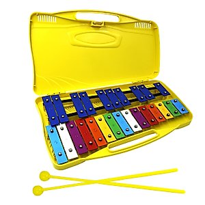 Soulmate Xylophone Instrument 25 Notes Glockenspiel Xylophone for kids Musical Toy Metal Keys,Professional Xylophone for Beginners, Music Teaching, Gifts (Yellow)