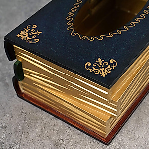 NiHome Tissue Box Cover Rectangular,Wood Box Rustic Tissue Holder Ideal for Bathroom Nightstand Office Car, Blue Top