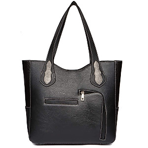 Elephant Rhinestone Studded Western Style Concealed Carry Purse Handbag Women Shoulder Bag Wallet Set (Black Set)