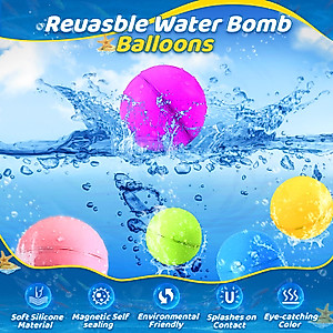SOPPYCID Water Balloons, 4 Count, Reusable & Attractive, Quick Fill & Self-Sealing, Perfect for Backyard Fights, Pool Parties, Beach Games, Great Summer Gift
