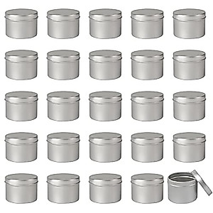Moretoes 24 Pack 4 Oz Silver Aluminum Candle Tins with Lids for DIY Candle Making, Storage, Travel or Gift