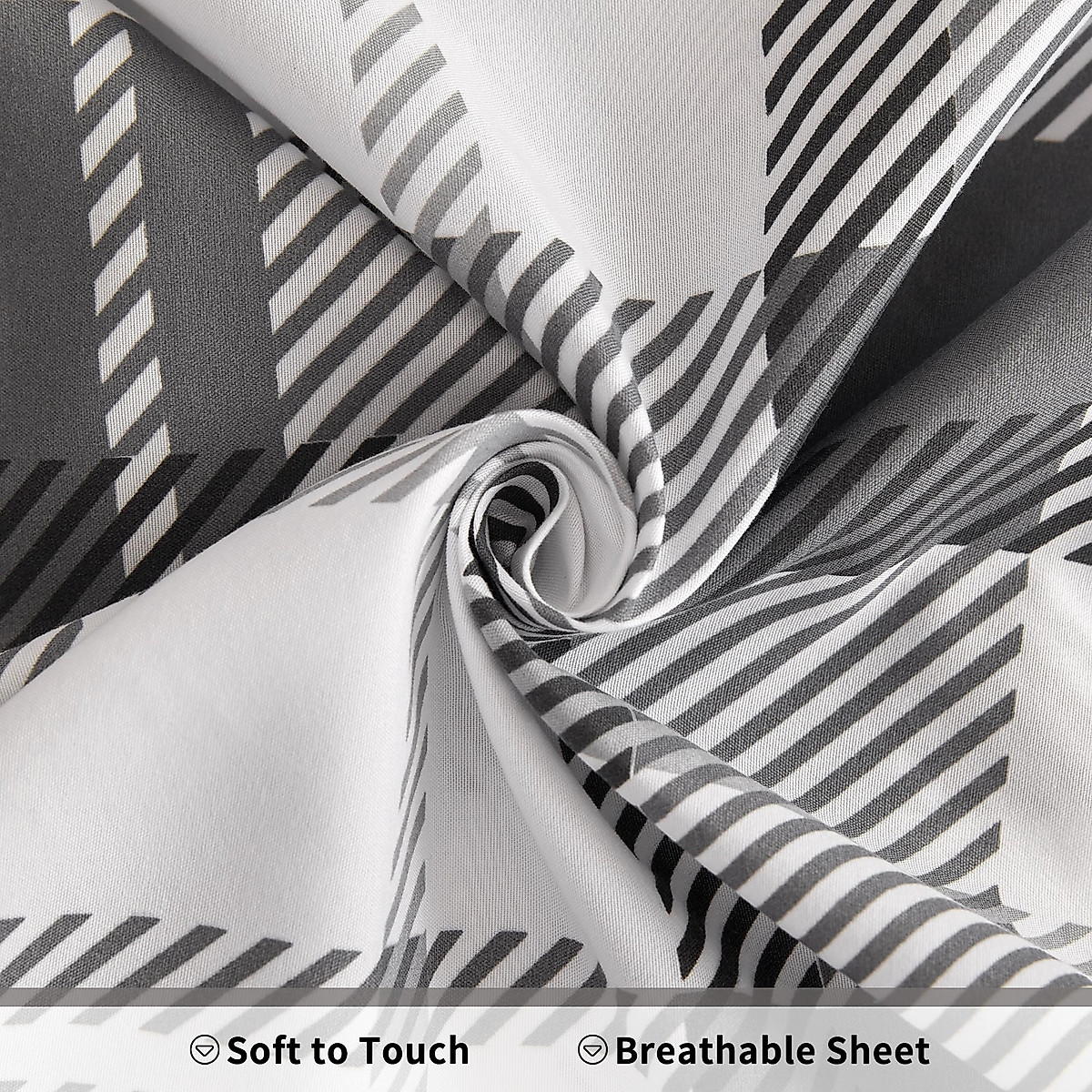 Mooreeke Queen Sheets, Queen Grey Plaid Bed Sheet Set with Deep Pocket Non-Slip Fitted Sheet, Checked Microfiber Bedding Sheets & Pillowcases