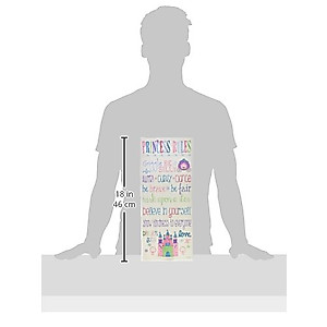 The Kids Room by Stupell Princess Rules with Castle and Carriage Rectangle Wall Plaque, 7 x 0.5 x 17, Proudly Made in USA